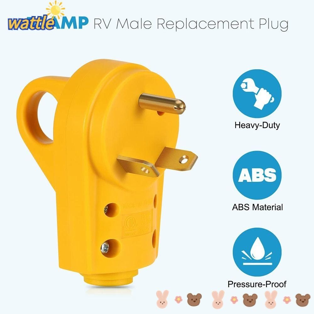WATTLE Camper Plug Adapter, 125 Volt Repairing Caravan Power Plug, 30 ...