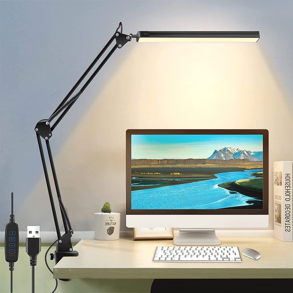 LED Desk Lamp with Adjustable Clip, Swing Arm Desk Lamp for Office Desk ...