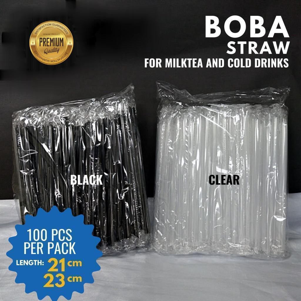Boba Straw / Milk Tea Sago Straw [Black/Clear] Individually Packed By ...
