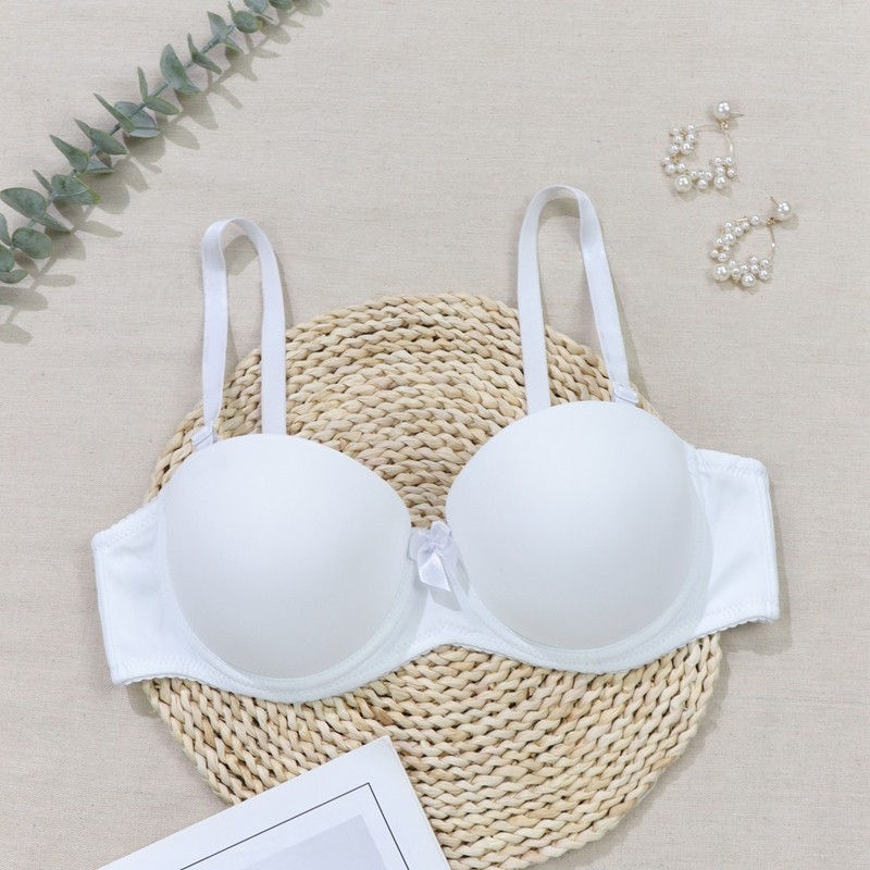 Softrhyme Women Bow Balconette Bra Solid Seamless Underwear B Cup With ...