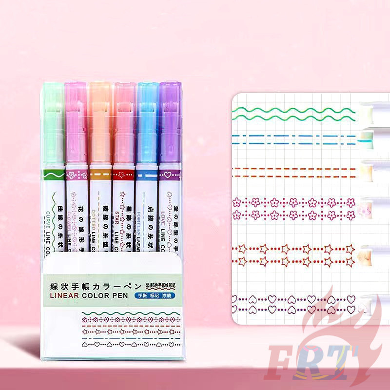 3Pcs/set or 6Pcs/set Line Shaped Highlighter Pen Multi Color Roller Tip ...