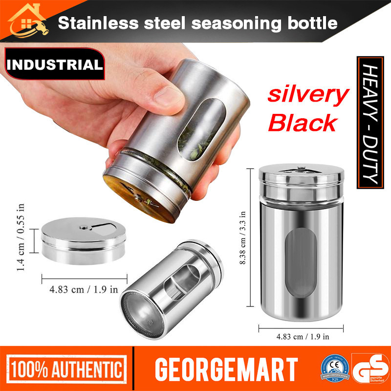 Stainless Steel Condiments Bottle Rotating Cover Seasoning Can Salt ...