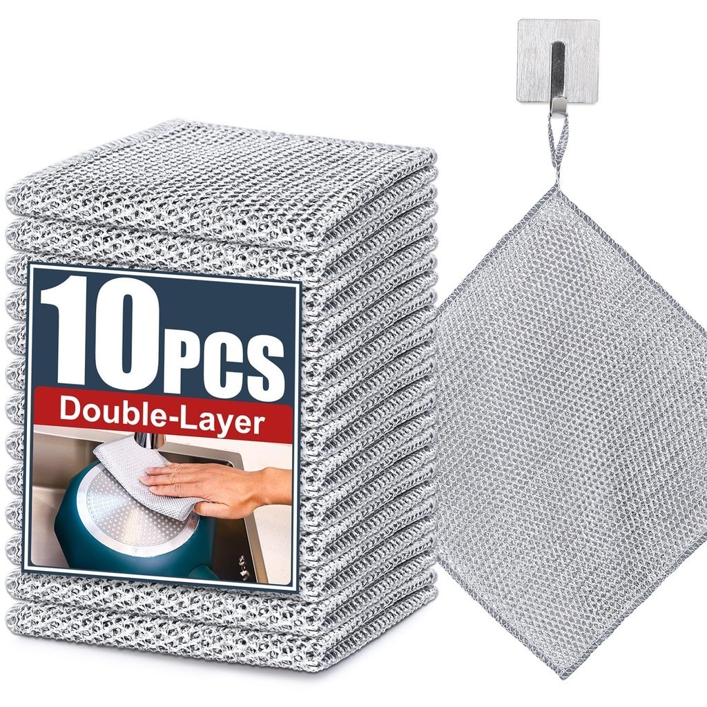 10 Pcs New Upgrade Steel Wire Dishcloth,Non-Scratch Double-layer Steel ...