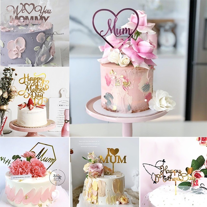Happy Mother's Day Acrylic Cake Top Plugin Mom's Birthday Cake ...