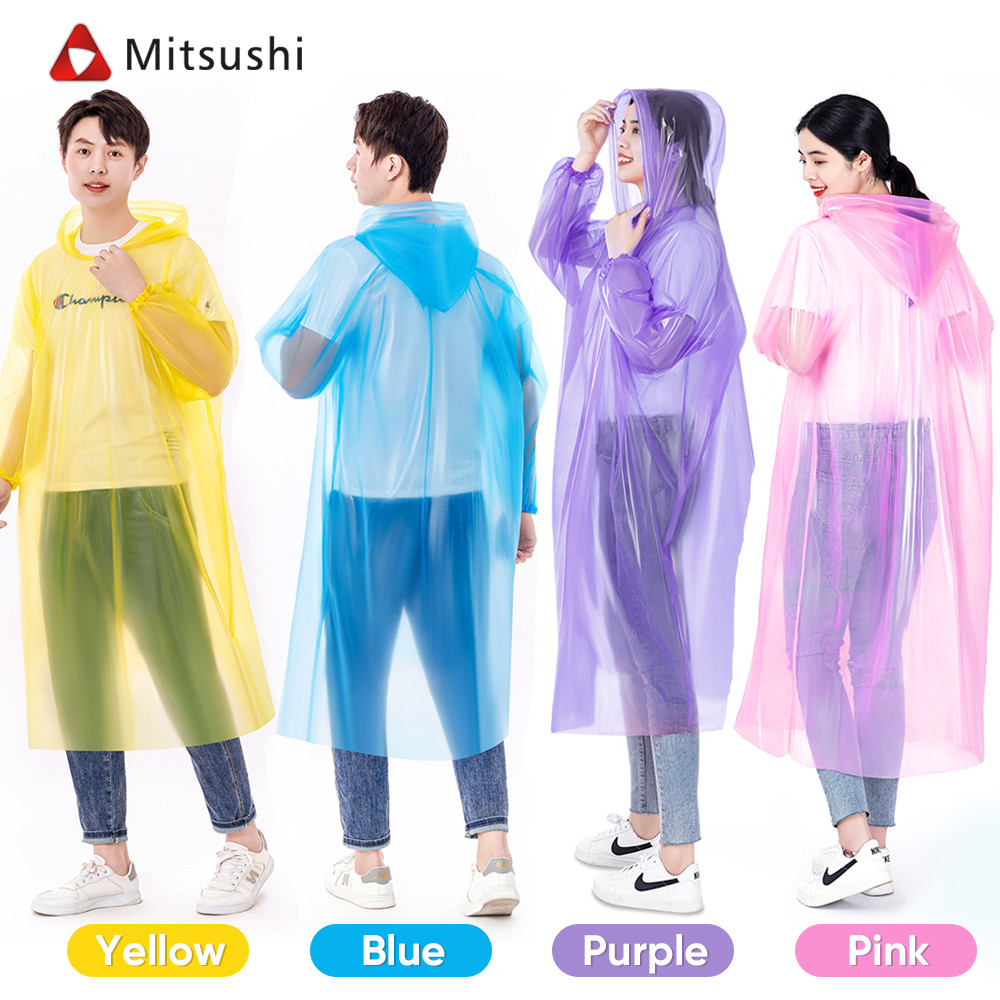 Mitsushi Disposable Raincoat Plastic Pocket Rain Coat for Adults ...