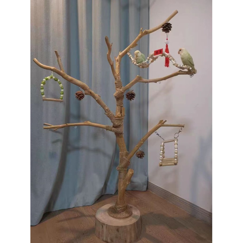 Bird Stand Natural Branch Tree Rod Parrot Stand Tree Trunk Log Stand ...