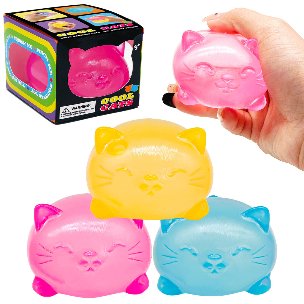 Cute Kitten Rebound Squishy Toy Stress Relief Mochi Toy for Kids and ...