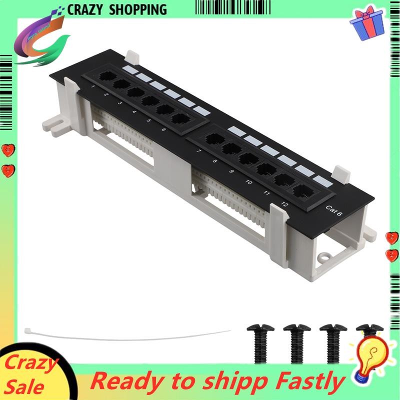 Network Tool Kit 12 Port CAT6 Patch Panel RJ45 Networking Wall Mount ...