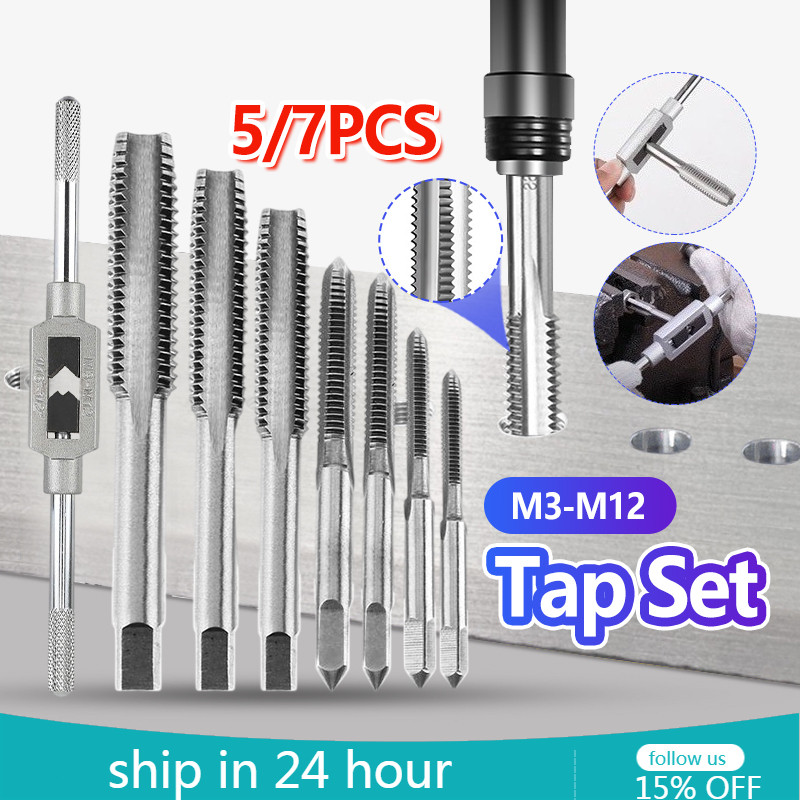 Hand Tap Set M3-M12 Metal Hand Screw Set Machine Screw Thread Metric ...