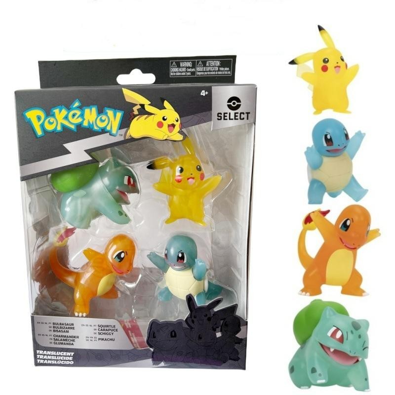 NEW 8cm Pokemon Battle Figures 4-Pack Translucent Doll Pikachu Playset ...