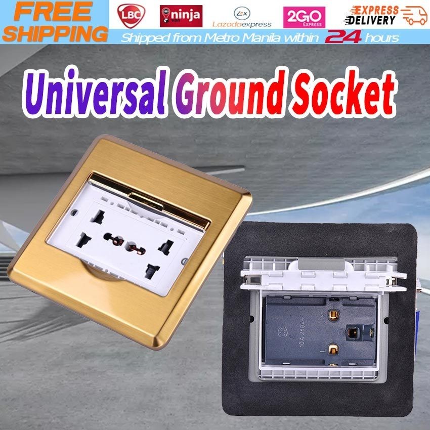 Copper panel socket cover type 6-hole floor socket box and double ...