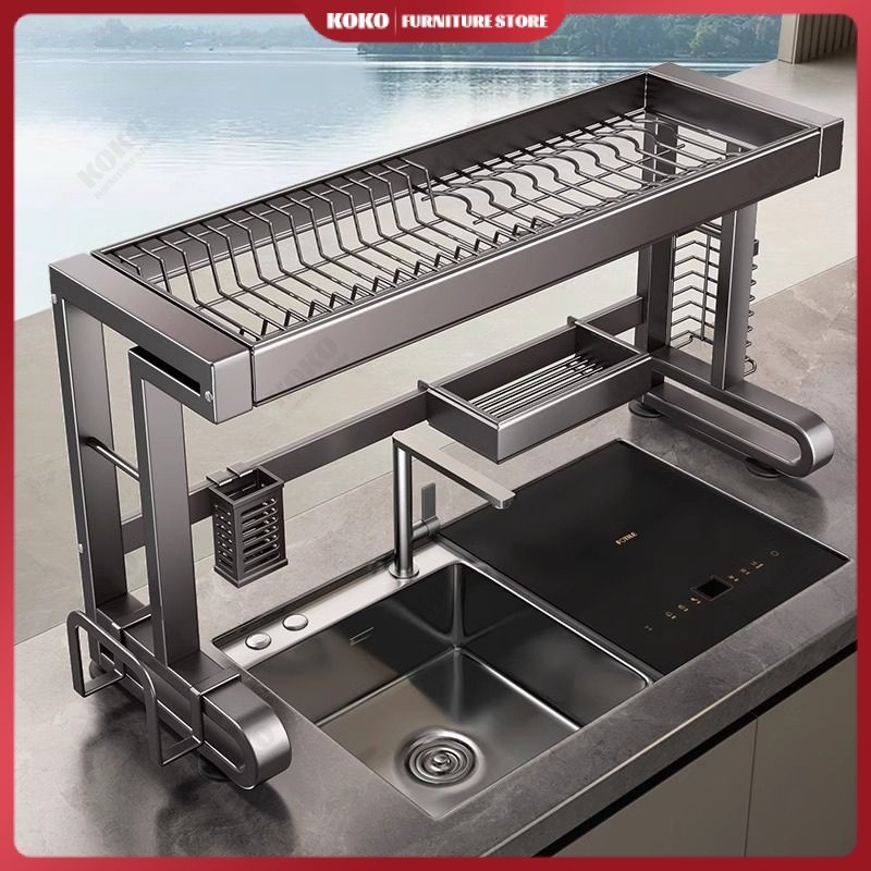 Kitchen sink shelf sink put dishes multifunctional dish rack draining ...