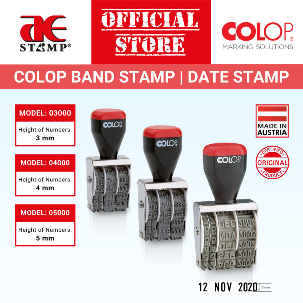 COLOP Date Stamp Band Stamp Date Stamp with Phrases 04000WD Small ...