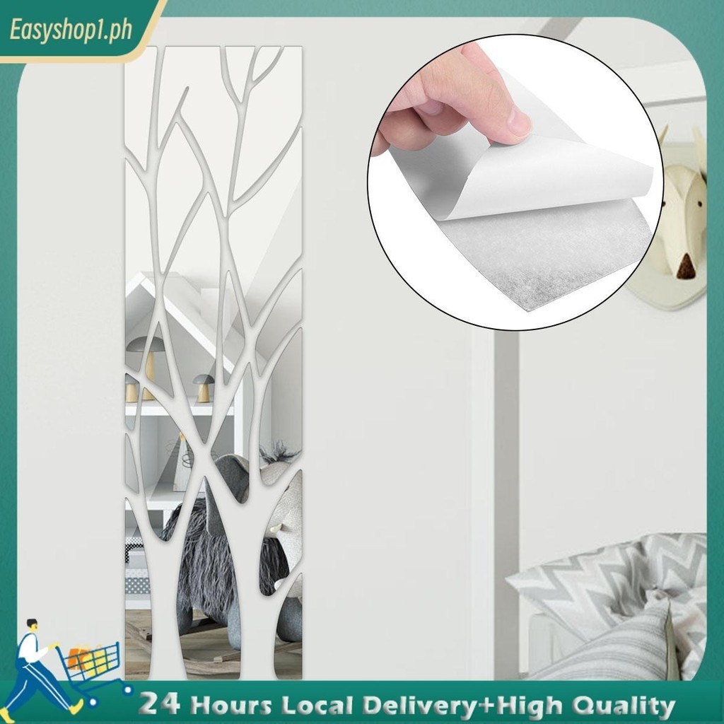 Tree Mirror Wall Decor Acrylic 3D Tree Wall Mirror Stickers DIY ...