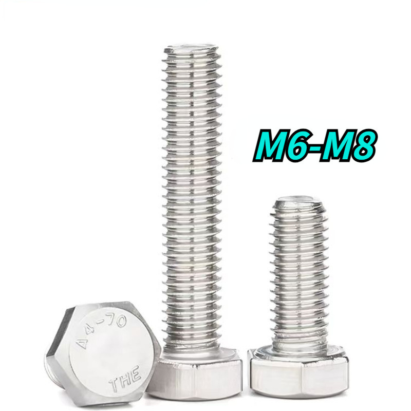 [HNK] 316 Stainless Steel External Hexagon Screw Bolt Full Thread Extension Screw Bolt M6/M8 ...