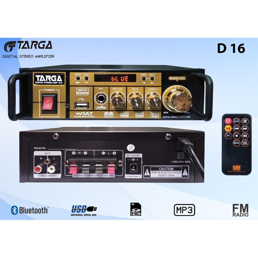 Targa D16 Stereo BLUETOOTH digital Amplifier | Shopee Philippines