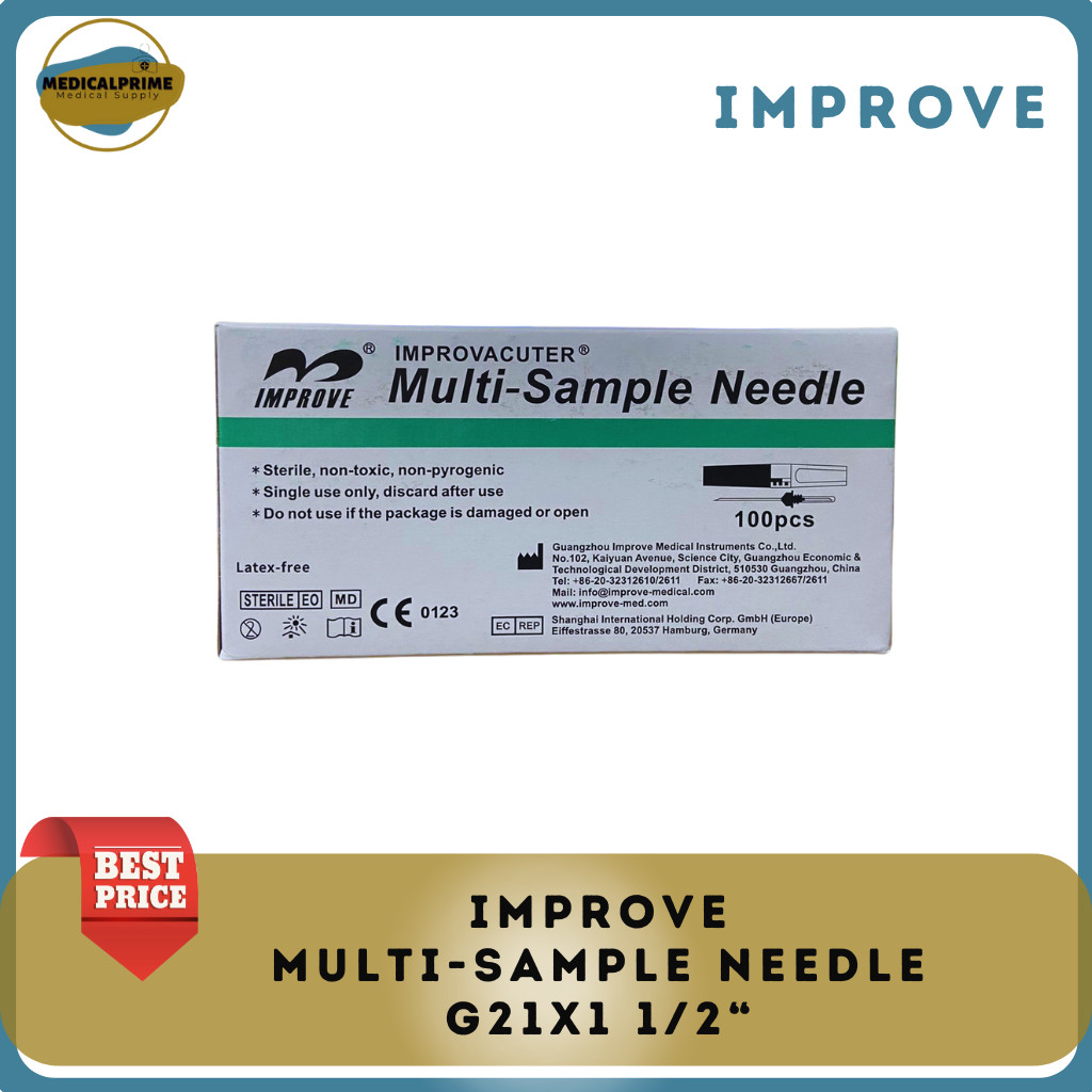 MEDIPRIME Multi Sample Needle Gauge 21x1 1/2 (1BOX -100pcs) IMPROVE ...