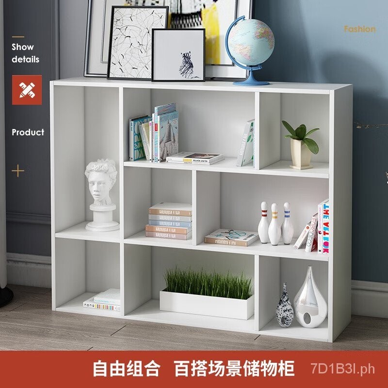 Wooden Yicheng Home Bookshelf Floor Shelf Simple Bookcase Living Room ...