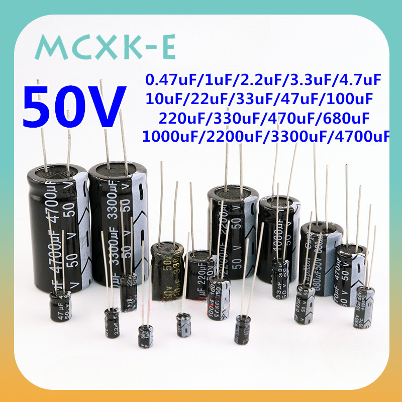 Aluminum Electrolytic Capacitor 50V 1uF 2.2uF 3.3uF 4.7uF 10uF 47uF 220uF 1000uF 2200uF | Shopee ...