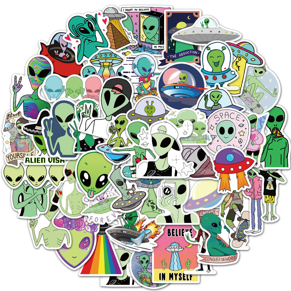 Y&P| Aliens Stickers Set Cartoon Graffiti Waterproof Decals Pack for ...