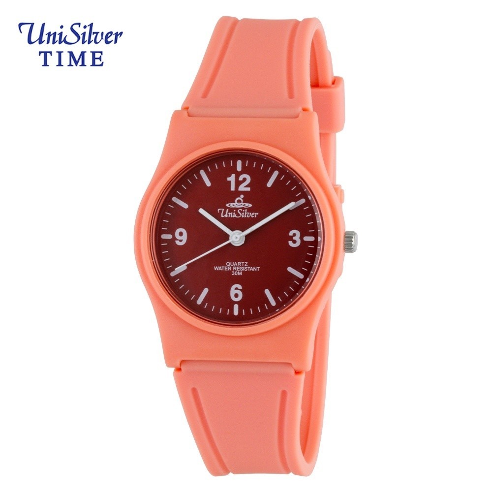 UniSilver TIME SMILZO PIVO Women's Small Analog Dark Red /Salmon Pink ...