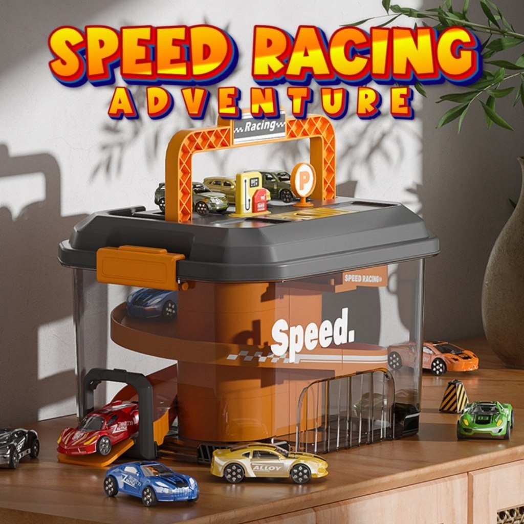 BYJ Speed Racing Adventure Vehicle Playset Car Park with Storage Box ...