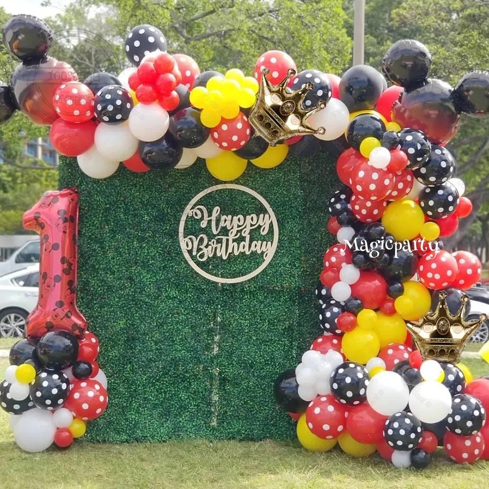 Disney Mickey Mouse Theme Balloon Set Black Red Yellow Latex Baby ...