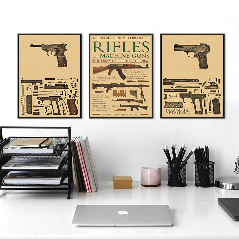 Vintage Weapon Gun Poster Prints Military Fans Rifle Home Room Club Art ...