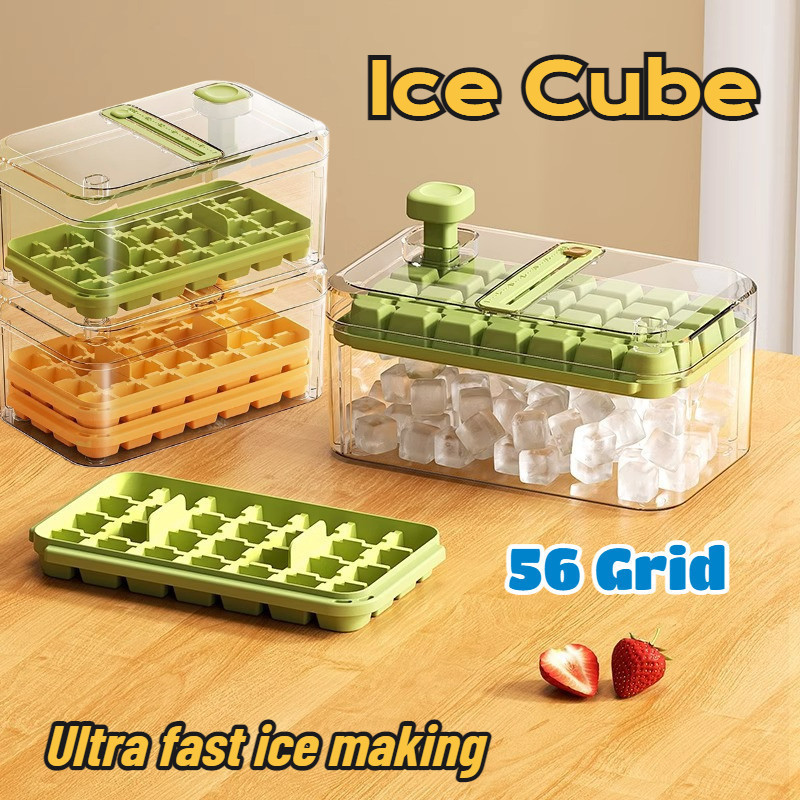 【COD】Ice Lattice Ice Cube Tray With Cover Shovel 2 Pack Ice Cube Molder ...