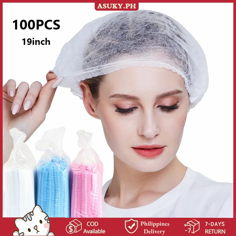 100Pcs Disposable Hairnet Head Cap Net Non Woven Cap Universal Hood Net ...
