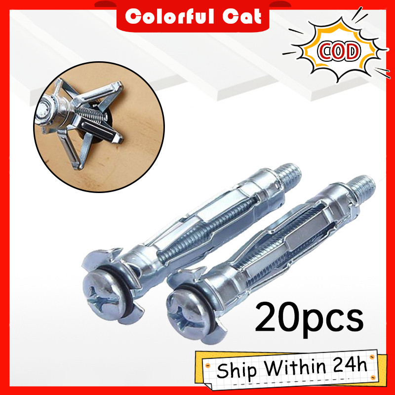 20Pcs M4/M6 Hollow Wall Anchor Metal Plasterboard Drywall Cavity Plug ...