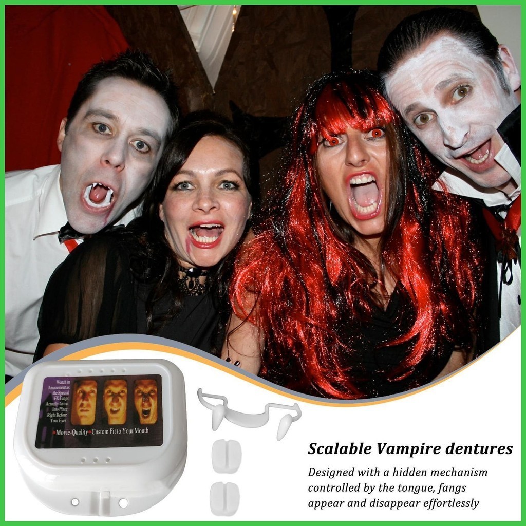 Resin Vampire Teeth Fangs Halloween Props Retractable Vampire Fangs ...