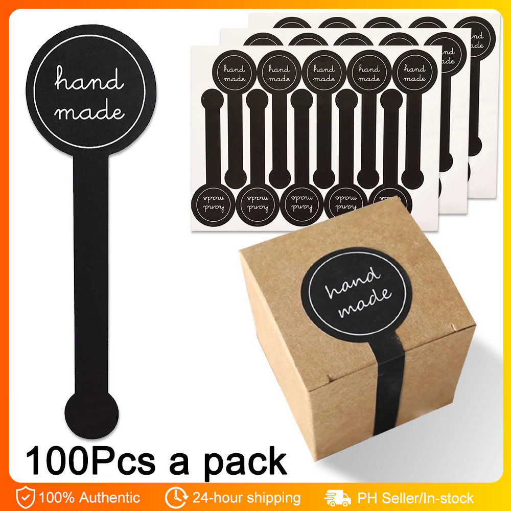 100Pcs Long Handmade Stickers, Food Box Labels, Cake Packaging, Sealing ...