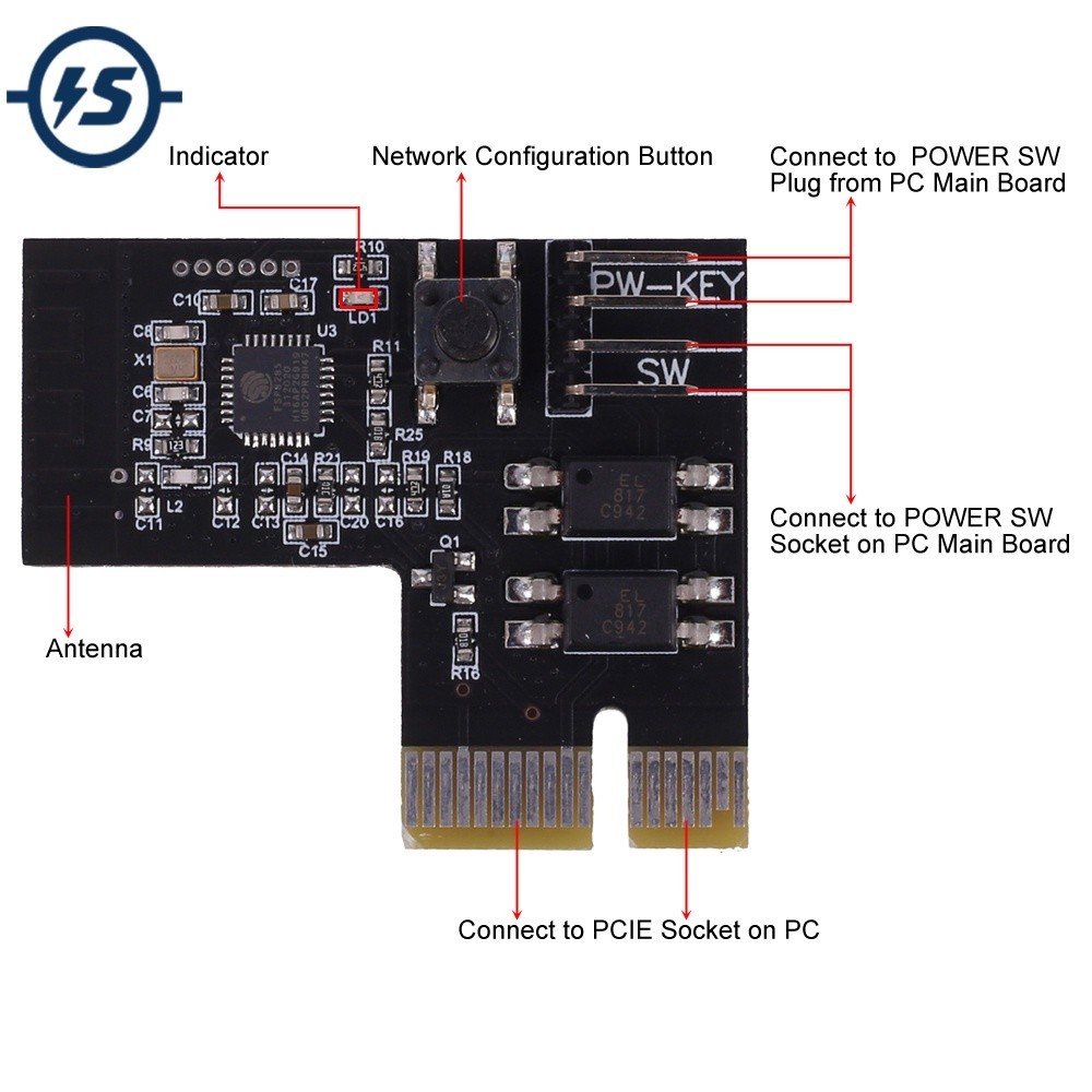 RQ`Computer Remote Switch Controller PCIE Wireless WIFI Smart ...