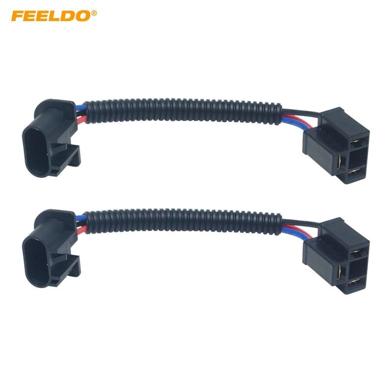 RQ+FEELDO 2PC Car HID LED Bulb Headlight Plug Adapter H4 To H13 Car ...
