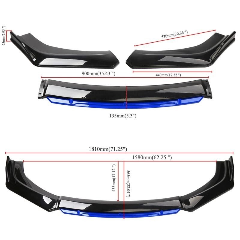Universal Car Three-Section Front Lip Car Four-Section with Blue Trim ...