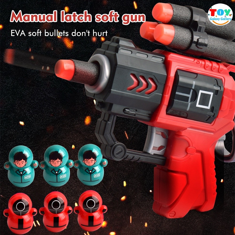 Squid Game Children's Toy Boys Manual Pull Soft Bullet Blaster Gun ...