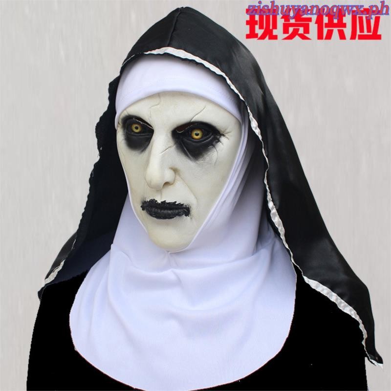 TIME The Horror Scary Nun Latex Mask w/Headscarf Valak Cosplay for ...