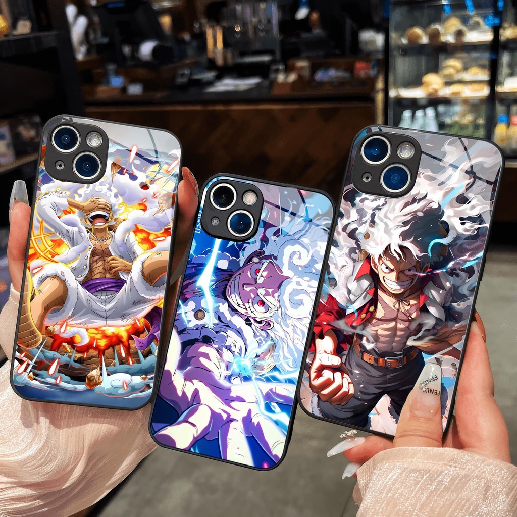 Luffy Gear 5 anime Glass Case for iPhone 16 15 14 13 12 11 8 7 6 6s 6p ...