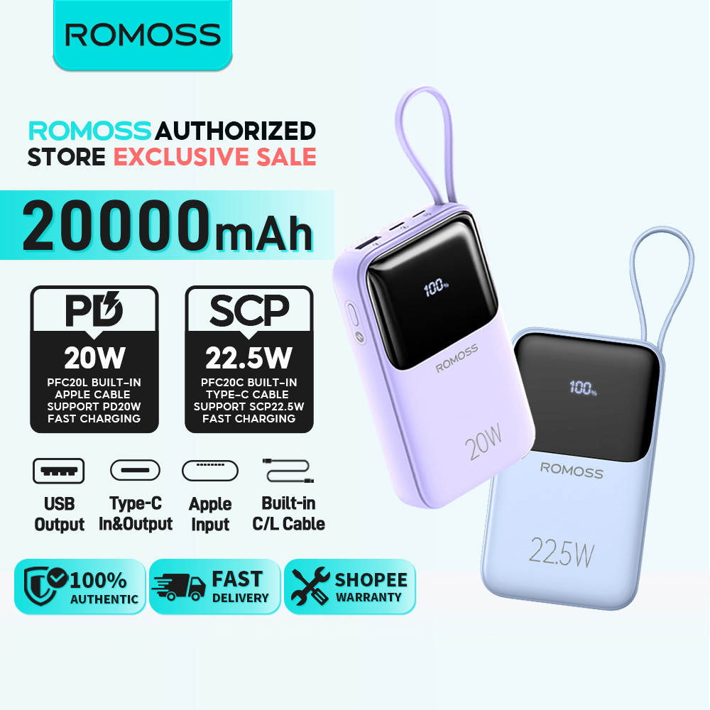 Romoss PFC20 20000mah 22.5W PD20W Fast Charging 3 Output 2 Input Built ...