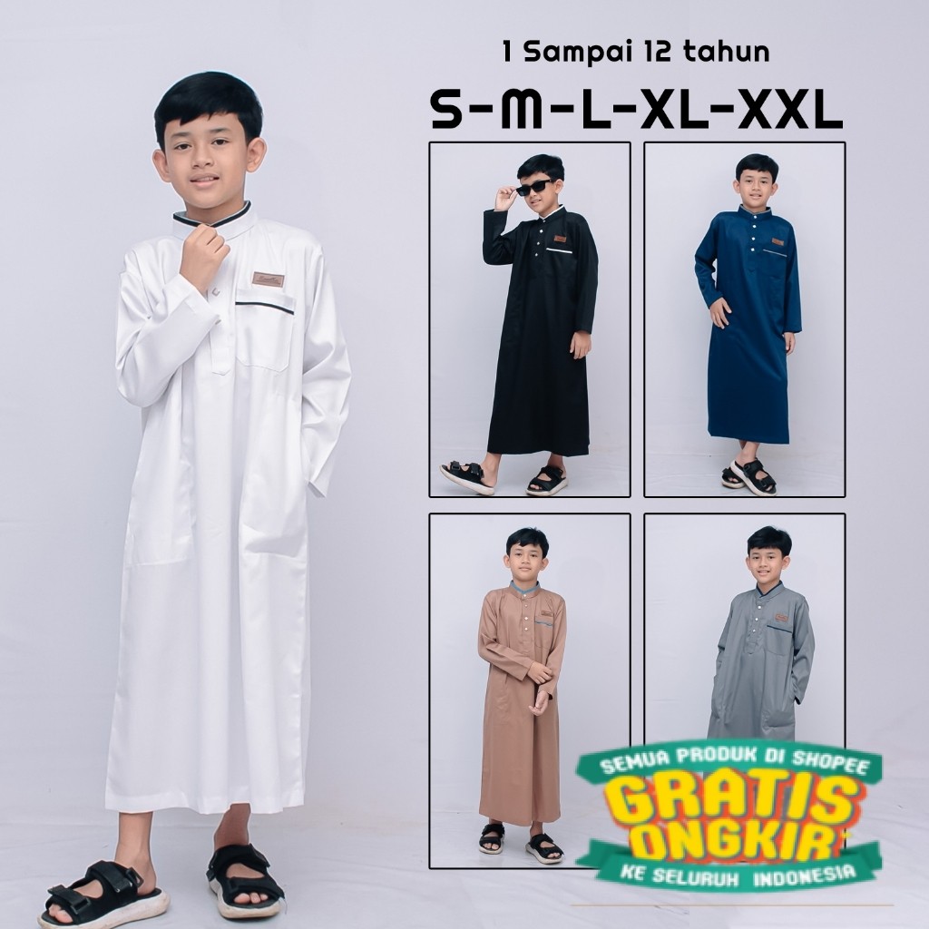 KATUN PUTIH Premium white boys' robes / long-sleeved boys' robes aged 2 ...