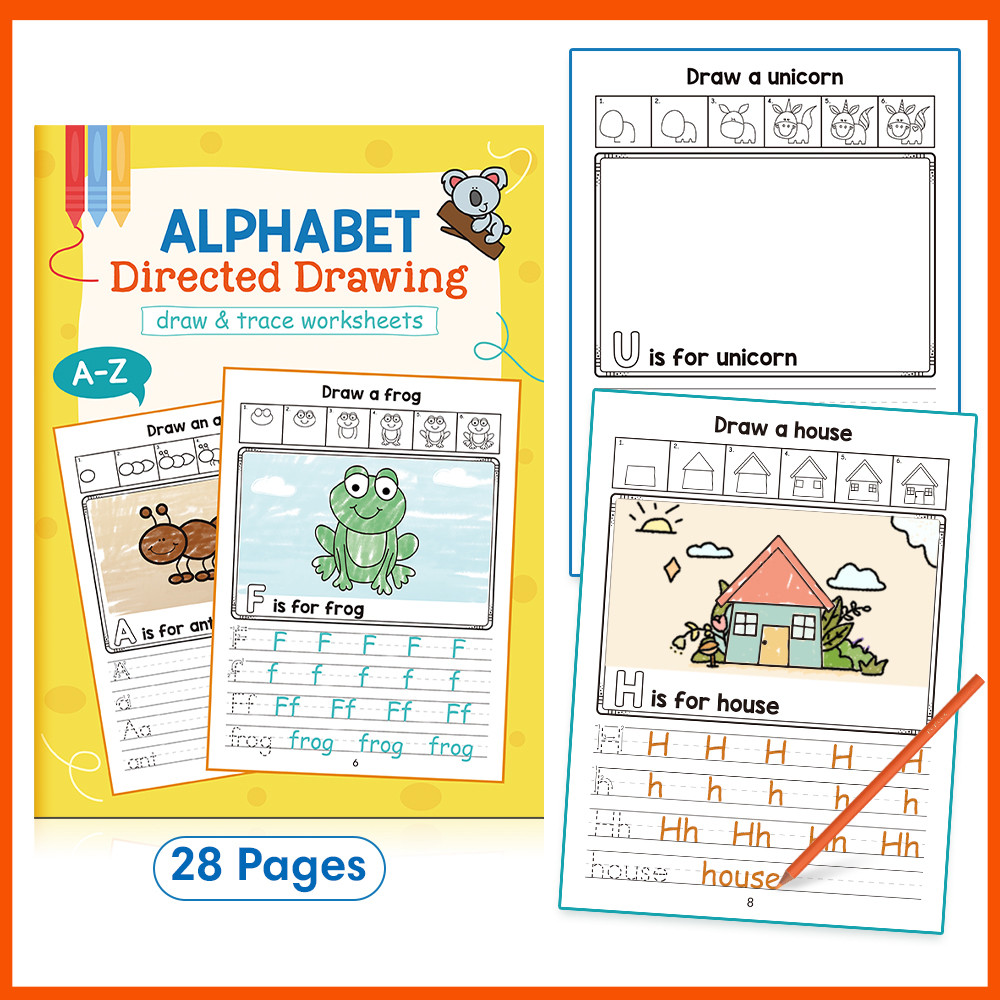 Alphabet Directed Drawing workbook for Kids, ABC Letter Tracing ...