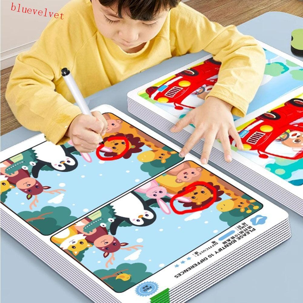 BLUEVELVET Concentration Training Game, 64 Pages Erasable Puzzle Board ...