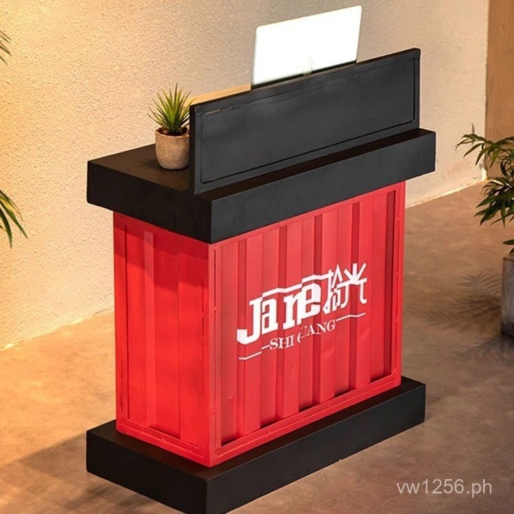 Restaurant Front Desk Small Bar Counter Creative Iron Container Retro ...
