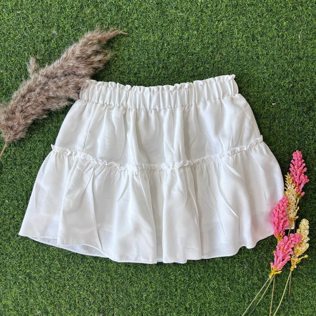 Calliah Frenchy Ruffle Hem Skirt Solid double lining perfect for summer ...