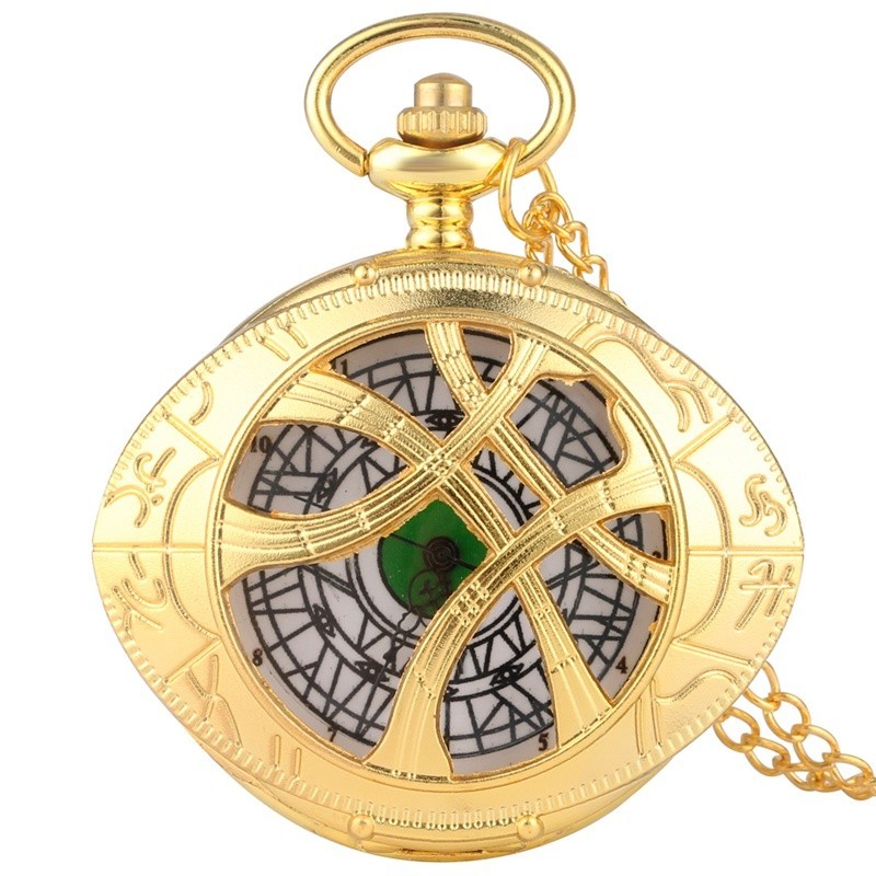 Y0JP Marvel Movie Luxury Gold Eye of Agamotto Pendant Quartz Pocket ...