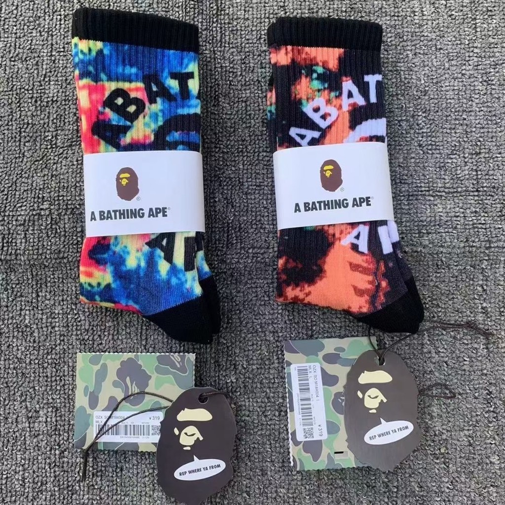 New Product Japanese BAPE Socks Men Women Spray Painting 360 Degree ...