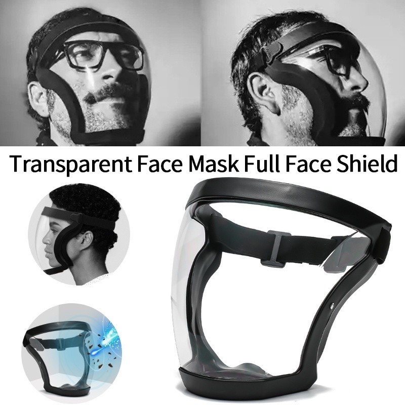 Transparent Face Mask Full Face Shield Dust-Proof Cover Sports Cycling ...