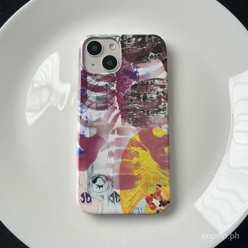 Niche High-Appearance Colorful Skull Graffiti Y2K iPhone Case Suitable ...