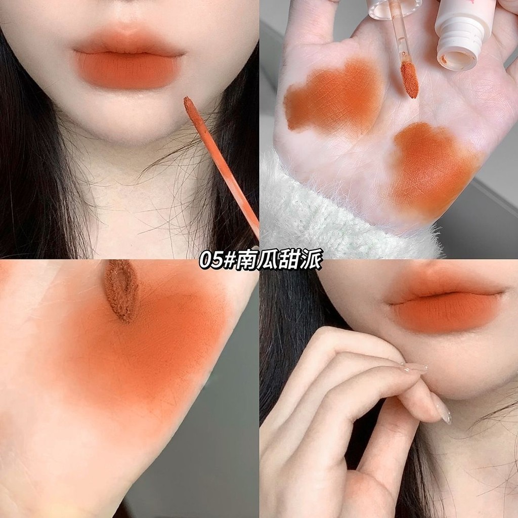 Orange Matte Velvet Lip Mud Liquid Lipstick Summer Matte Texture Pink ...